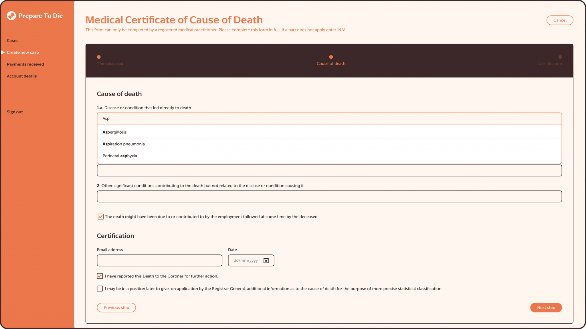 Medical Certificate of Cause of Death (MCCD)